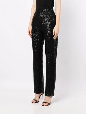 SAIID KOBEISY Sequined Straight-leg Trousers - Black