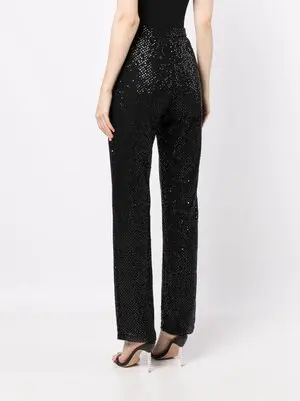 SAIID KOBEISY Sequined Straight-leg Trousers - Black