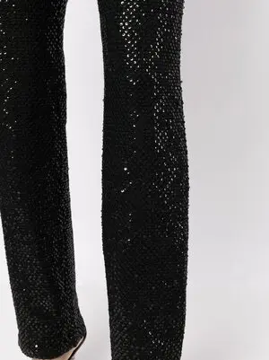 SAIID KOBEISY Sequined Straight-leg Trousers - Black