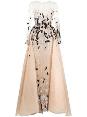 SAIID KOBEISY Bead-embellished Tulle Gown