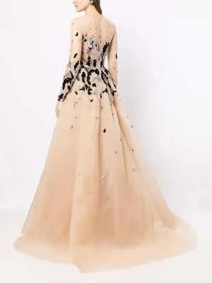 SAIID KOBEISY Bead-embellished Tulle Gown
