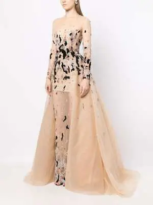 SAIID KOBEISY Bead-embellished Tulle Gown