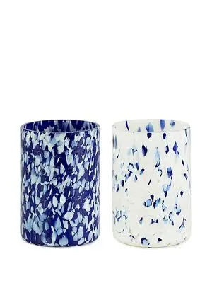STORIES OF ITALY Macchia Murano Glass Set Of Two Tumblers - Blue