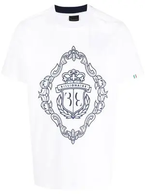 BILLIONAIRE Logo-embroidered Short-sleeve T-shirt - White