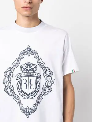 BILLIONAIRE Logo-embroidered Short-sleeve T-shirt - White