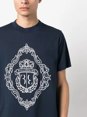 BILLIONAIRE Logo-embroidered Short-sleeve T-shirt - Blue