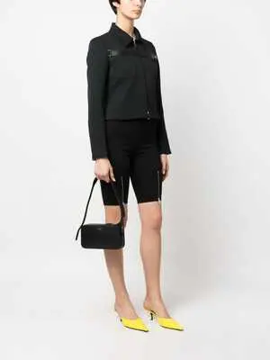 COURREGES Leather Racer Shoulder Bag - Black