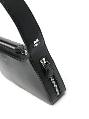 COURREGES Leather Racer Shoulder Bag - Black