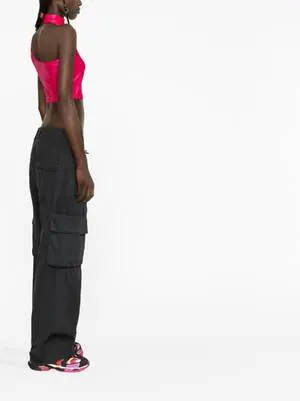 Versace Baroque-buckle Cropped Top - Pink