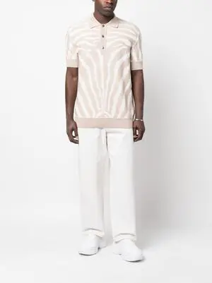 Balmain Zebra-jacquard Polo Shirt