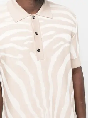 Balmain Zebra-jacquard Polo Shirt