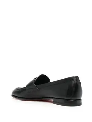 Santoni Penny Leather Loafers - Black