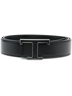 TOD'S Logo-buckle Leather Belt - Black