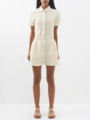 Casa Raki Casa Raki - Felipa Organic-cotton Playsuit - Womens - Natural - Natural