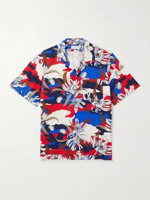 Moncler Camp-collar Printed Cotton-poplin Shirt - Multi