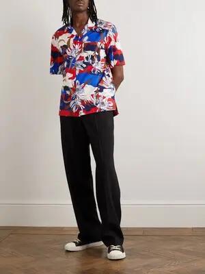 Moncler Camp-collar Printed Cotton-poplin Shirt