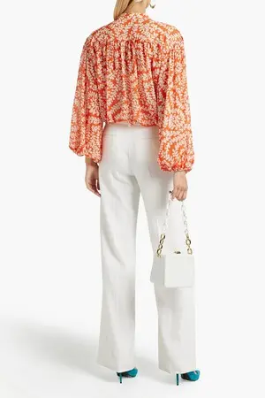 Diane Von Furstenberg Bristol Gathered Printed Chiffon Blouse