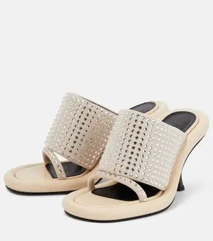 JW Anderson Bumper Tube Embellished Leather Sandals - Beige
