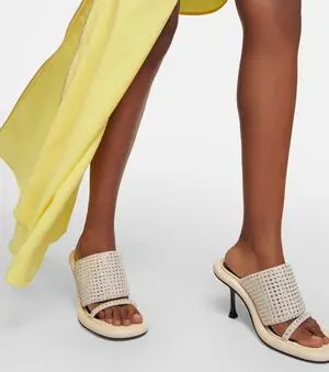 JW Anderson Bumper Tube Embellished Leather Sandals - Beige