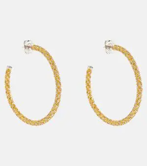Amina Muaddi Cameron Crystal-embellished Hoop Earrings - Orange