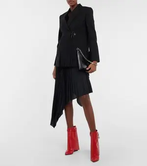 Givenchy Shark Lock Leather Ankle Boots - Red