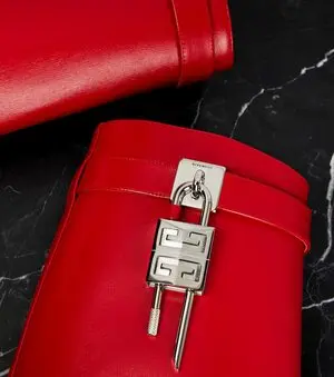 Givenchy Shark Lock Leather Ankle Boots - Red