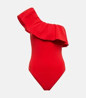 KARLA COLLETTO Ruffle-trimmed One-shoulder Swimsuit - Red