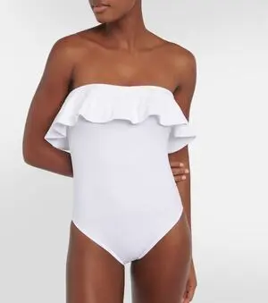 KARLA COLLETTO Ruffle-trimmed Off-shoulder One-piece Swimsuit - White