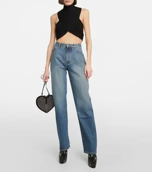 Alaïa Ribbed-knit Halterneck Crop Top - Black