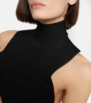 Alaïa Ribbed-knit Halterneck Crop Top - Black