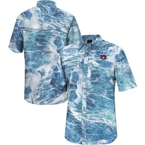 COLOSSEUM Auburn Tigers Realtree Aspect Charter Full-button Fishing Shirt - Blue
