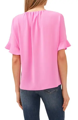 CECE DUPRAZ Ruffle Sleeve Crepe Blouse
