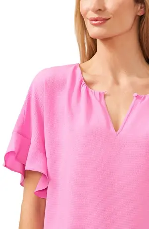 CECE DUPRAZ Ruffle Sleeve Crepe Blouse