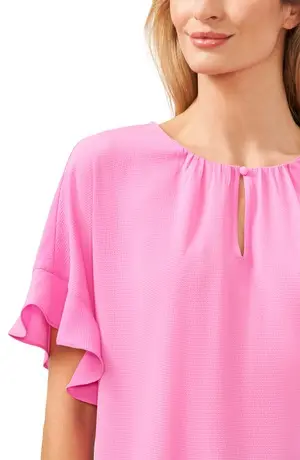 CECE DUPRAZ Ruffle Sleeve Crepe Blouse