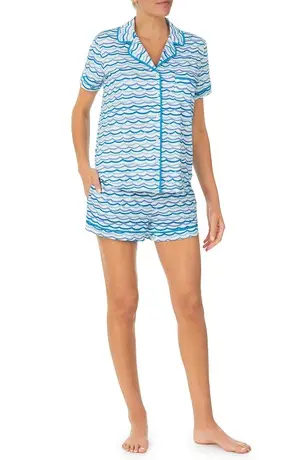 Kate Spade New York Print Short Pajamas White/ Blue Waves