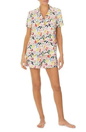 Kate Spade New York Print Short Pajamas White/ Sandals