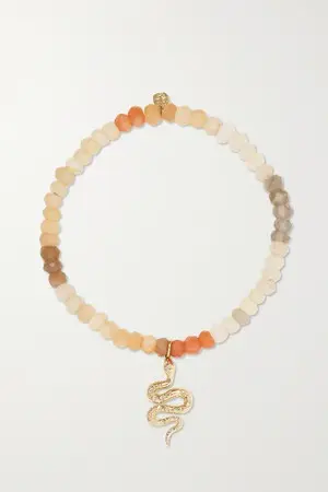 SYDNEY EVAN Snake Moonstone And Diamond Bracelet - Gold