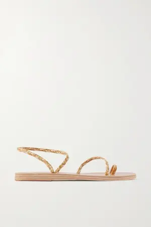 ANCIENT GREEK SANDALS Eleftheria Braided Raffia Sandals - Gold