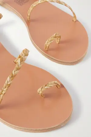 ANCIENT GREEK SANDALS Eleftheria Braided Raffia Sandals - Gold