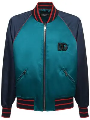 Dolce & Gabbana Satin Sports Bomber Jacket - Blue
