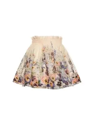 Zimmermann Tama Floral Print Linen&silk Mini Skirt - Purple,multi