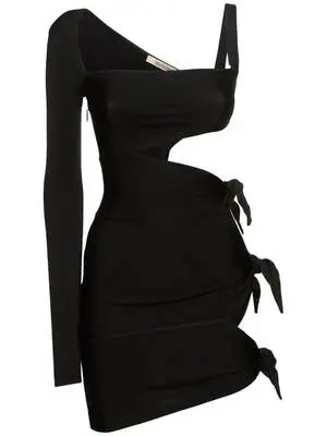 Roberto Cavalli Compact Knit Side Cutout Mini Dress - Black