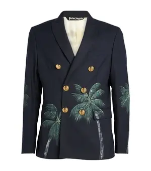 Palm Angels Palm Angels Palm Tree Double-Breasted Blazer Navy