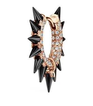 MARIA TASH Moissanite Mohawk And Diamond Pavé Hoop Earring - Rose Gold