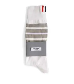 Thom Browne Cotton-blend 4-bar Mid-calf Socks - White