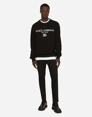 Dolce & Gabbana Round-neck Sweatshirt With Dg Embroidery