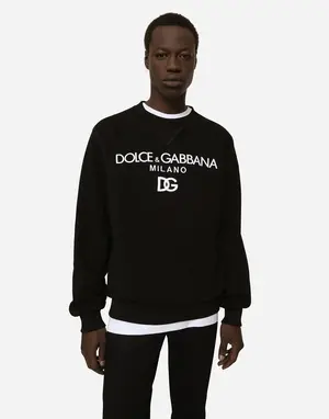 Dolce & Gabbana Round-neck Sweatshirt With Dg Embroidery