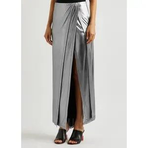 Loewe Metallic Lamé Maxi Wrap Skirt