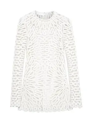 Simkhai Mccall Crocheted Long-sleeve Minidress - White