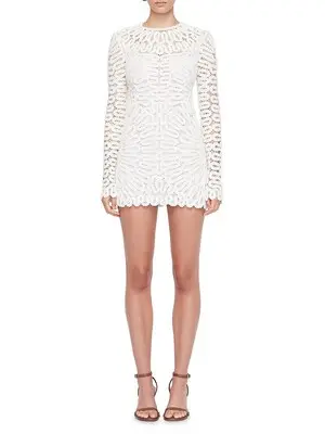 Simkhai Mccall Crocheted Long-sleeve Minidress - White